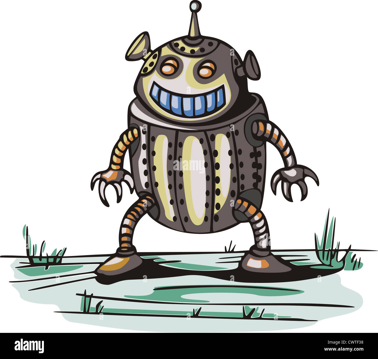 Alien robot. Cartoon. Color vector illustration Stock Photo - Alamy