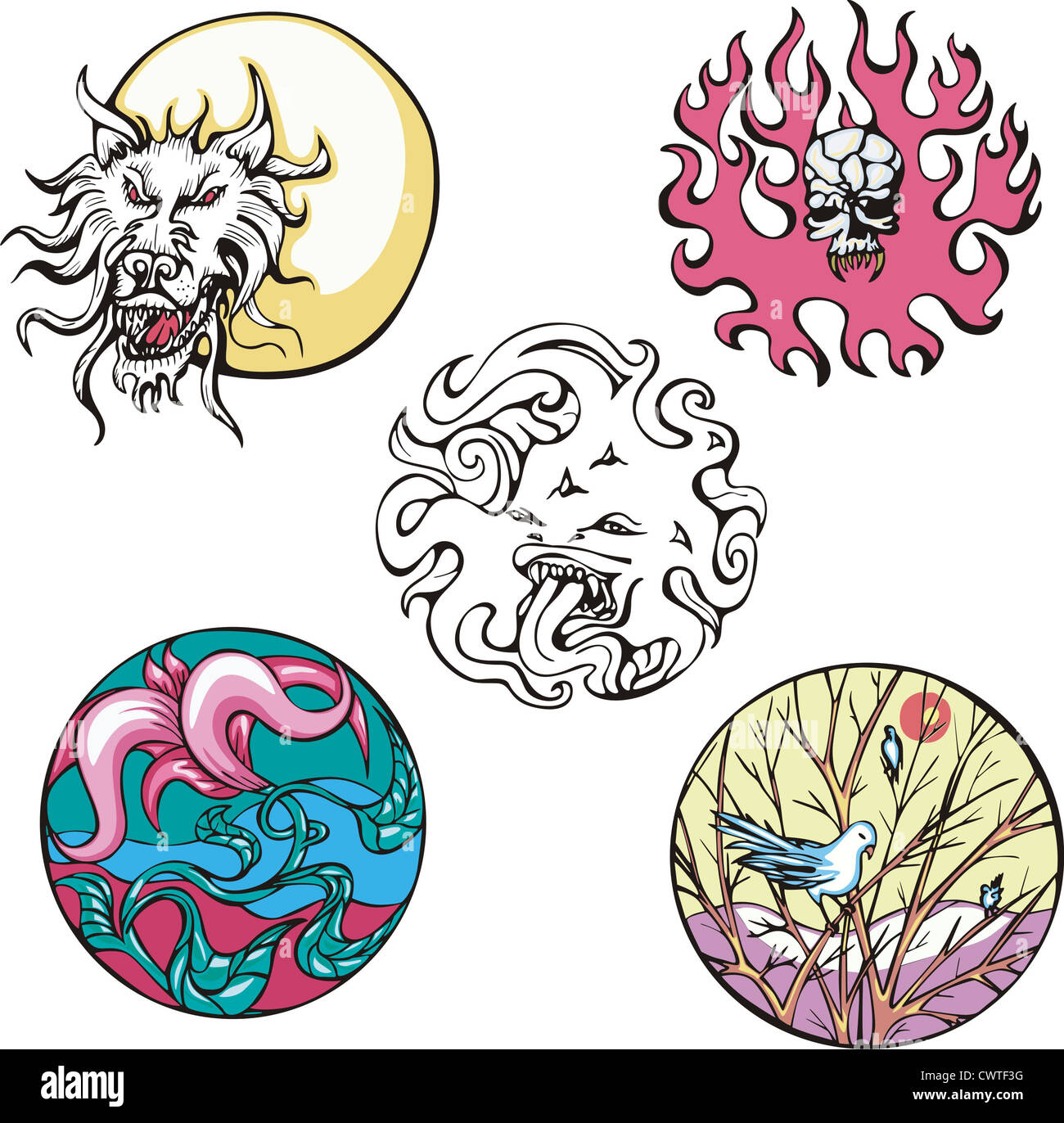 Vector set of round designs Stock Photo - Alamy