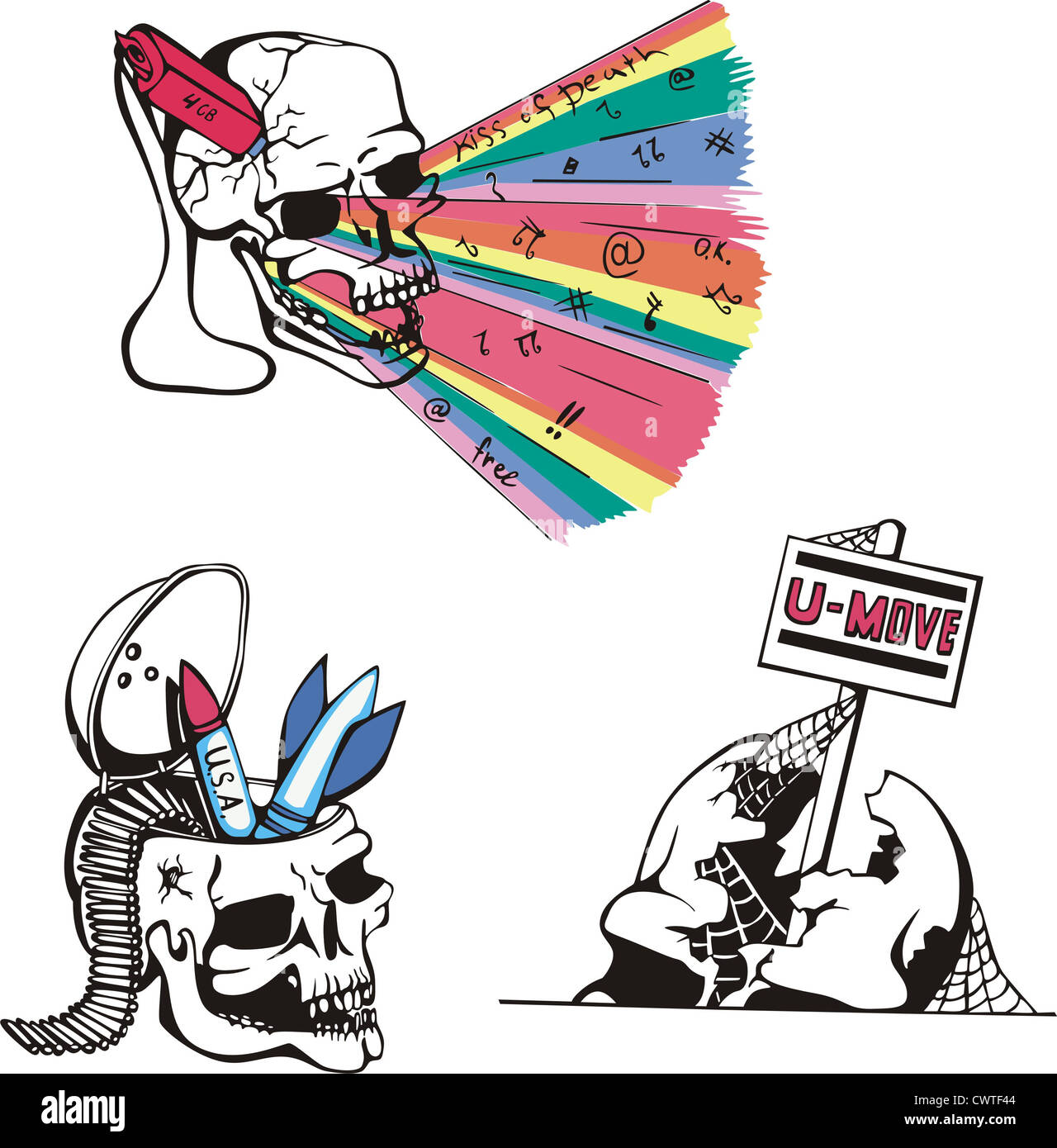 Vector set of skull designs Stock Photo - Alamy