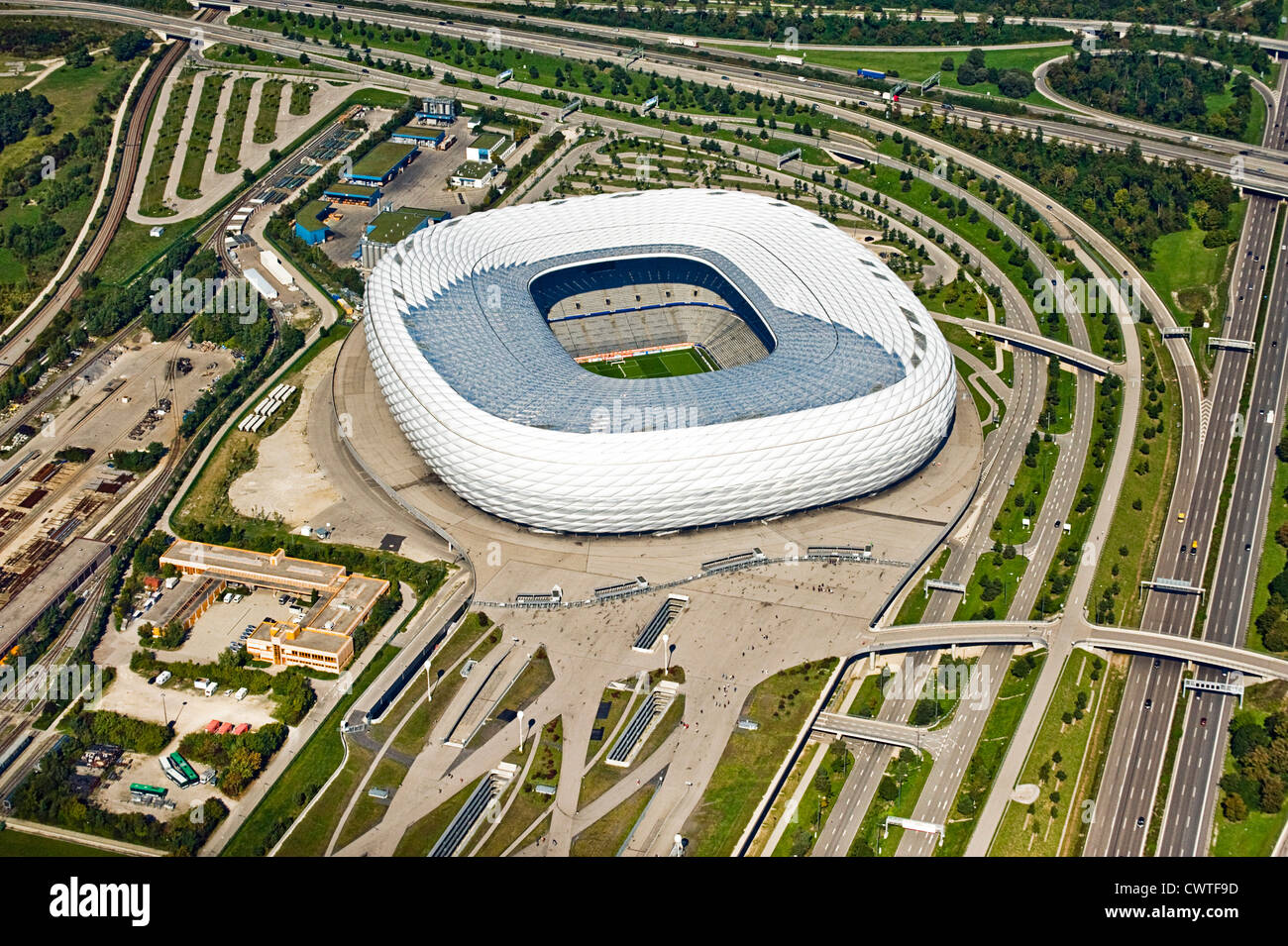 Soccer stadium, Munich, Bavaria, Germany, aerial view Stock Photo - Alamy