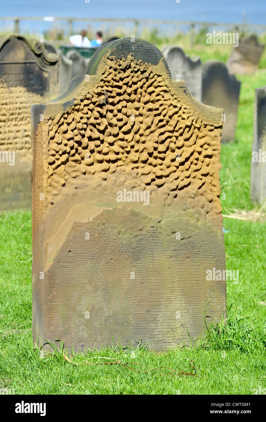 back of gravestone whitby church north yorkshire england uk Stock Photo ...