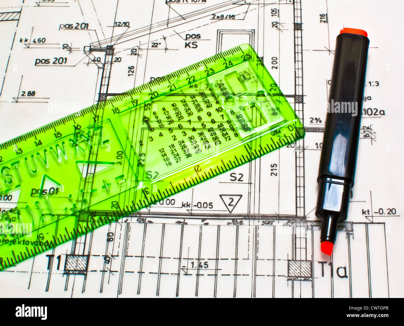 Architect plan blueprints close up Stock Photo - Alamy