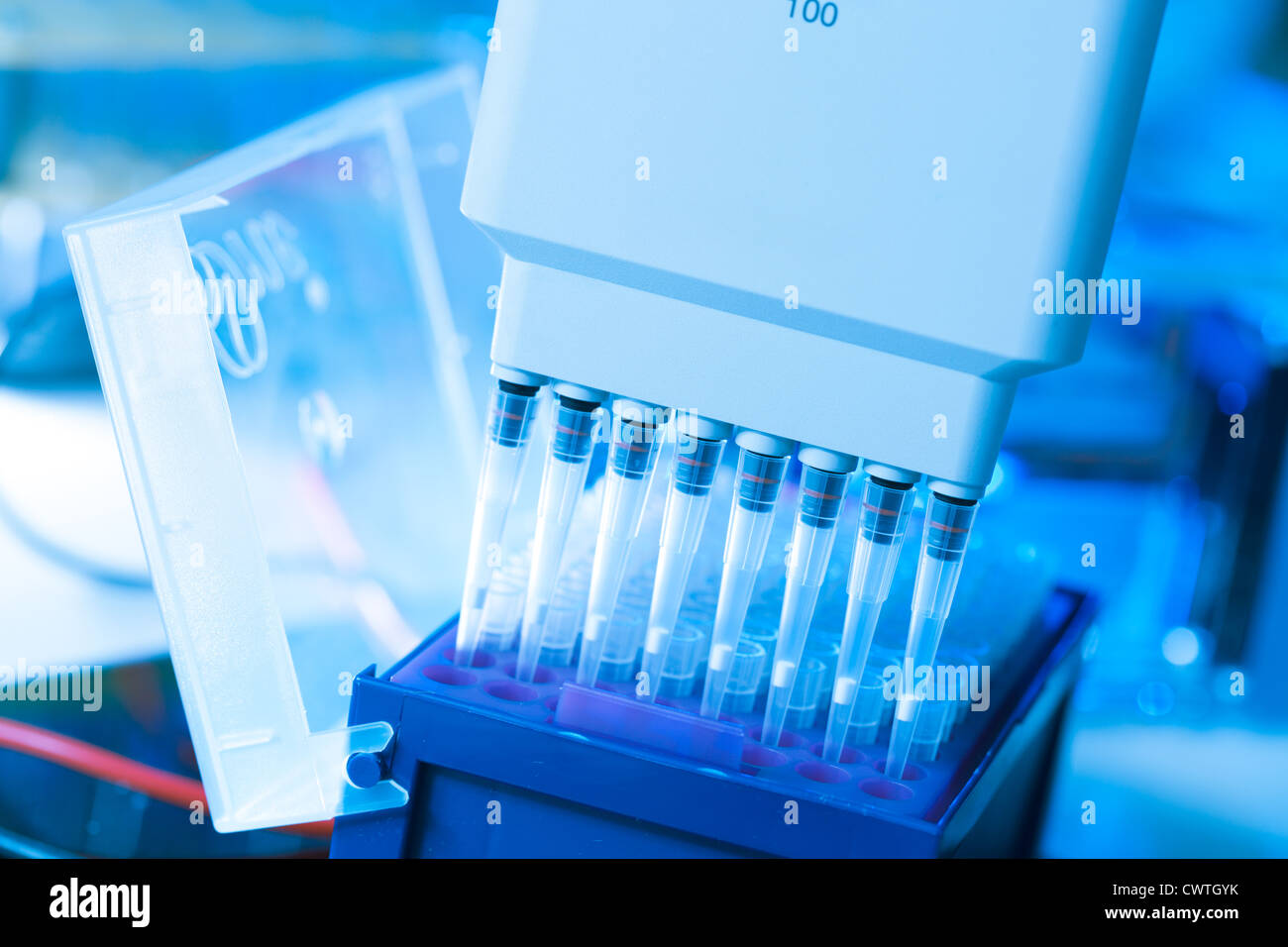 Sampling multipipette in biochemical laboratory Stock Photo - Alamy