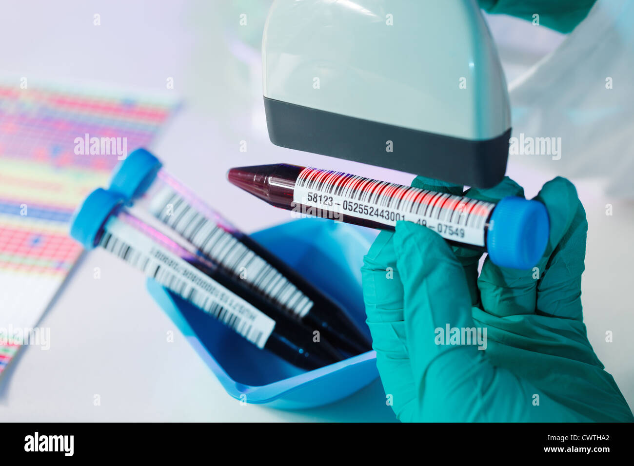 technician scans the sample tubes biological culture Stock Photo - Alamy