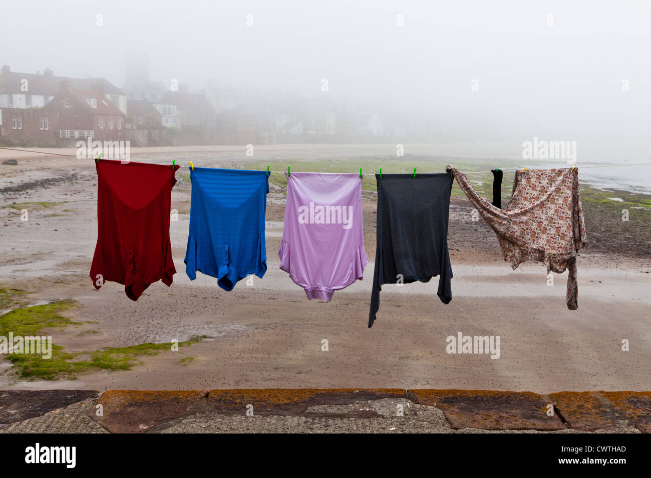 Washing line at North Berwick, East Lothian, Scotland Stock Photo - Alamy