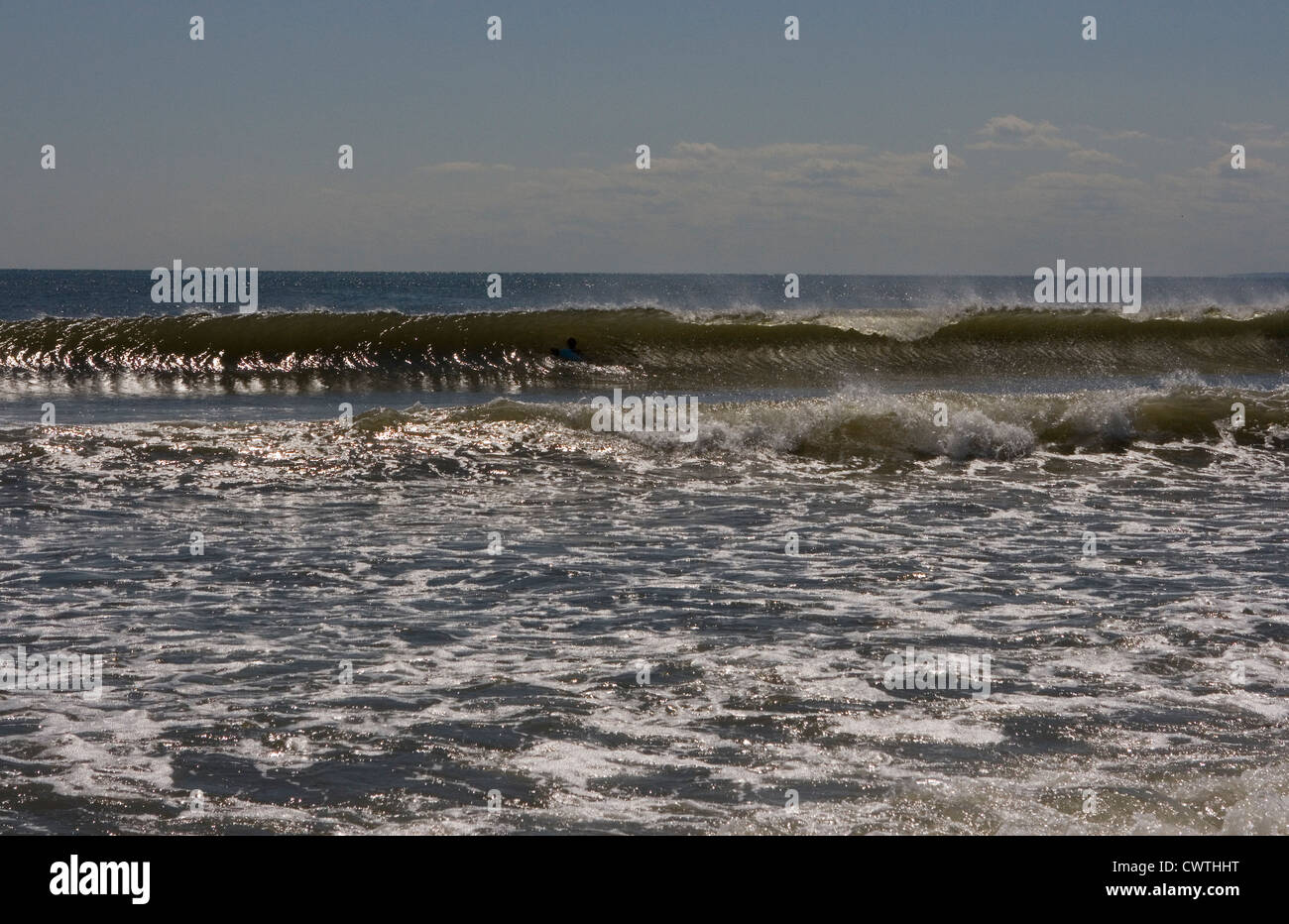 Waves breaking on the beach of Long Island's South Shore Stock Photo ...
