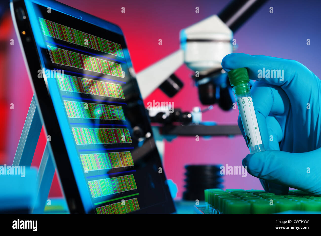 Analysis of DNA sequences in genetic laboratory Stock Photo - Alamy