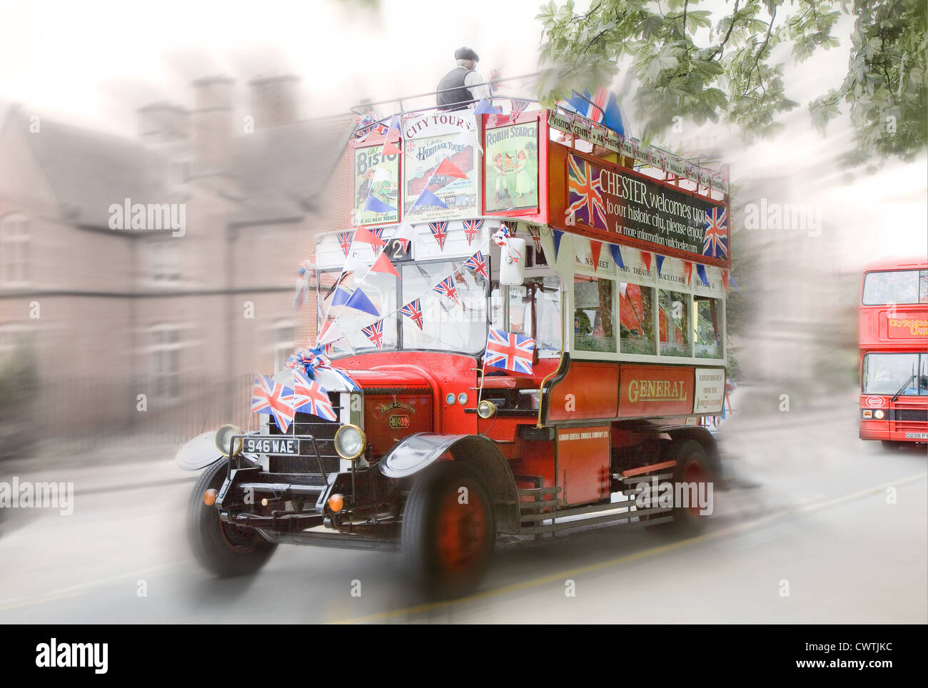 Chester heritage bus Cheshire England uk Stock Photo - Alamy