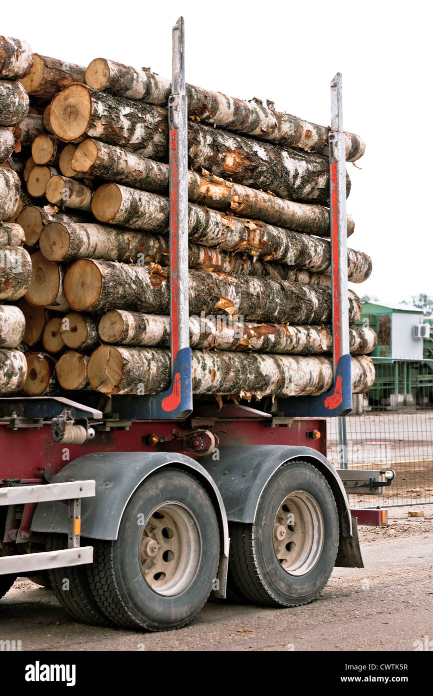 Log truck part. Vertical shot Stock Photo - Alamy