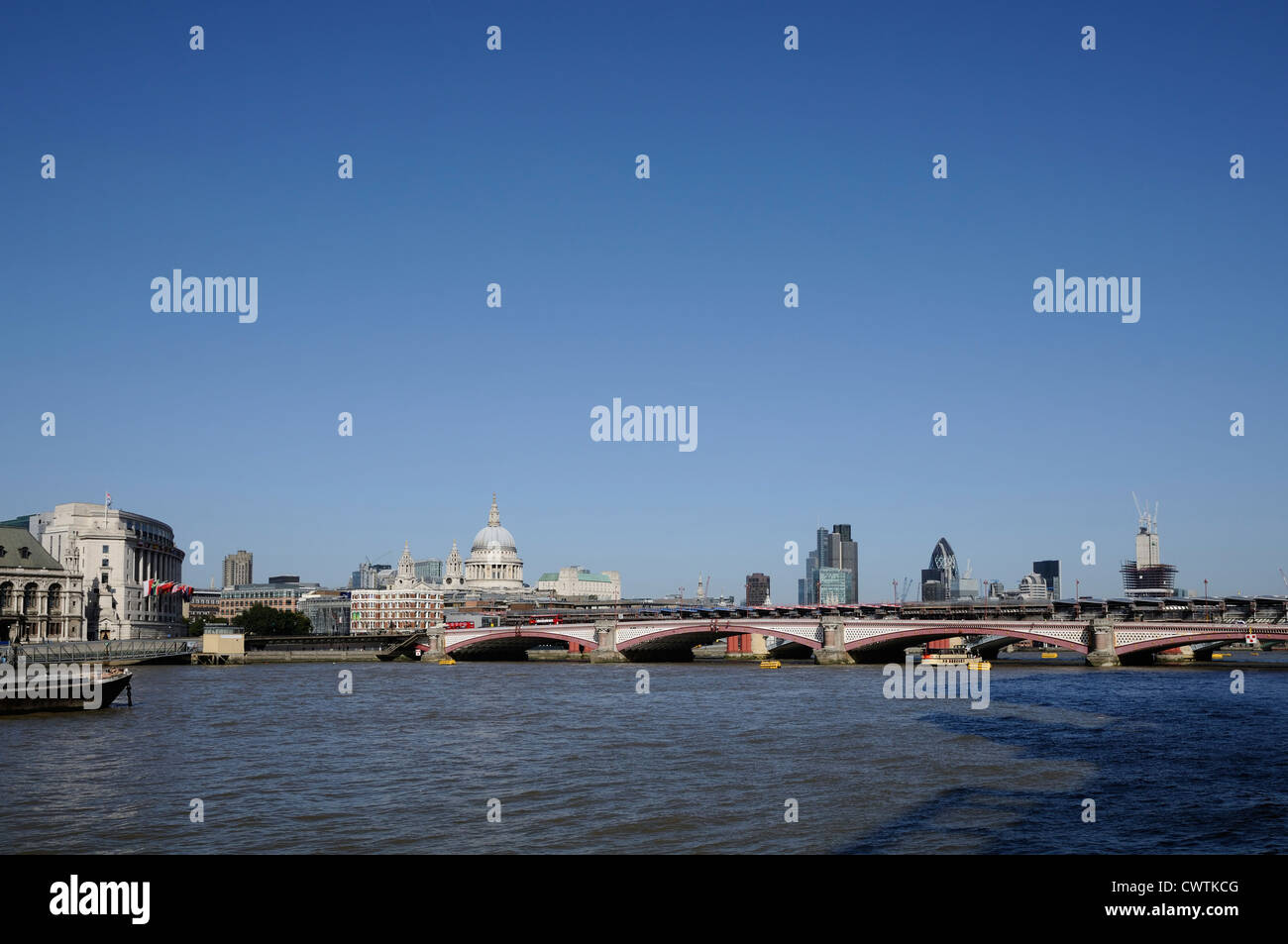 London skyline with river and London Bridge Stock Photo - Alamy