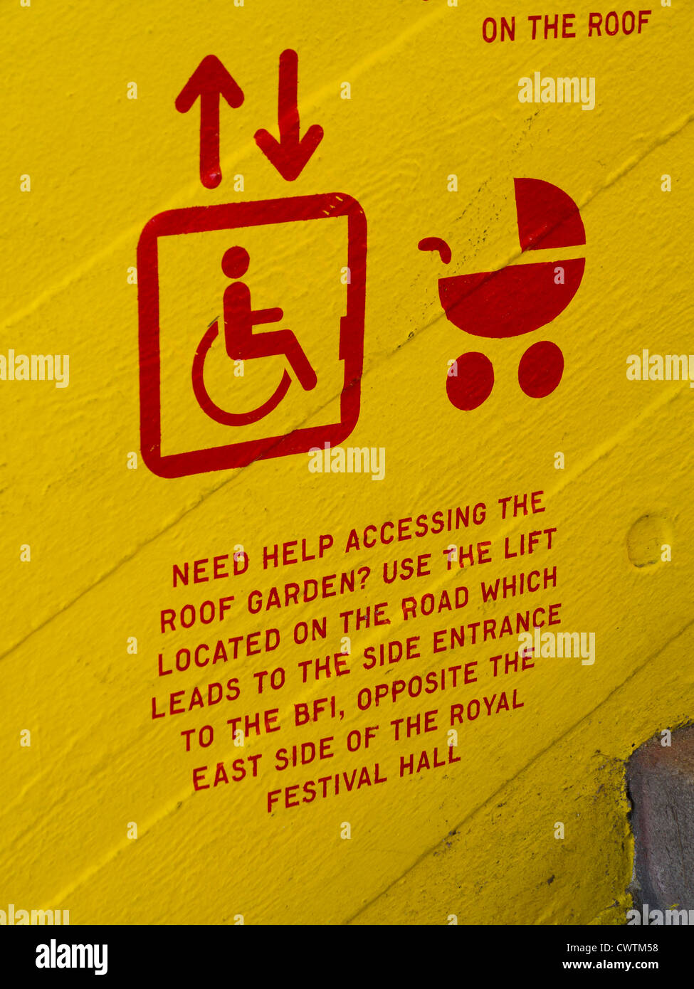 Accessibility sign at the Royal Festival Hall during London Paralympics ...