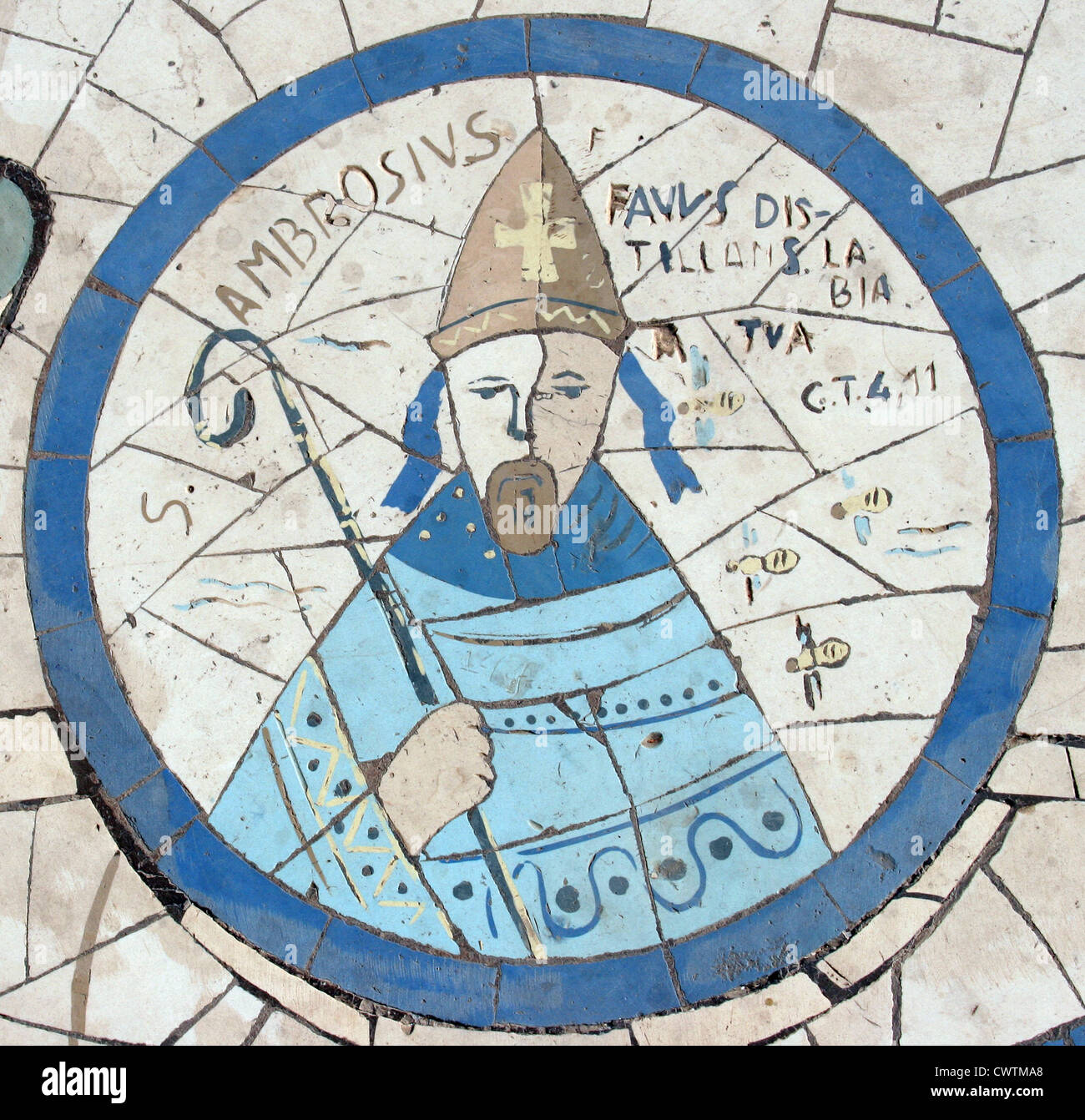 Saint Ambrose, Mosaic in front of the church on the Mount of Beatitudes ...