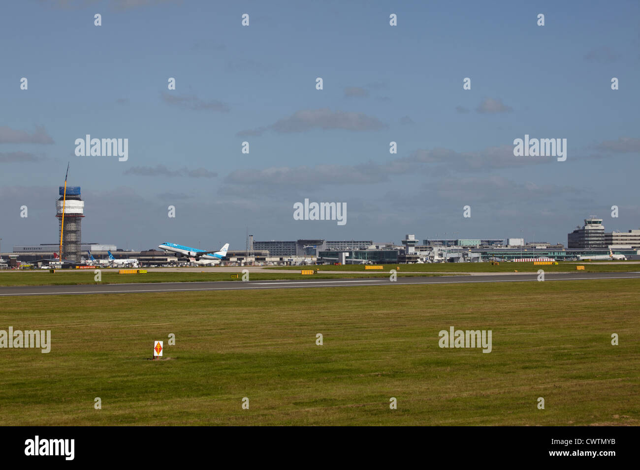 Manchester Airport typical scene runway and control tower Stock Photo ...