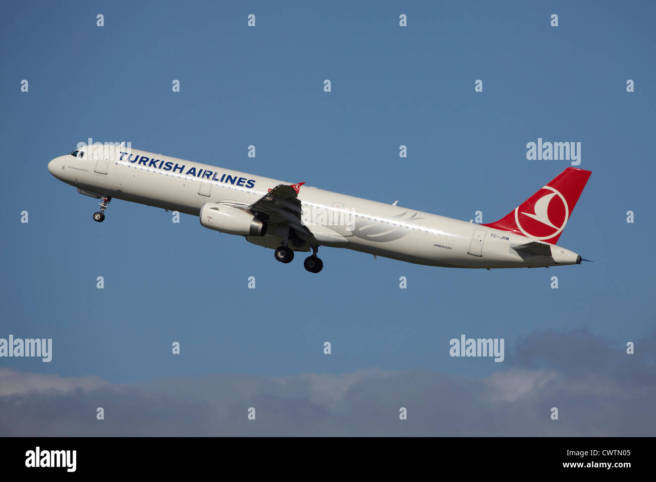 Turkish Airlines Airbus A321 taking off at Manchester Airport Stock ...