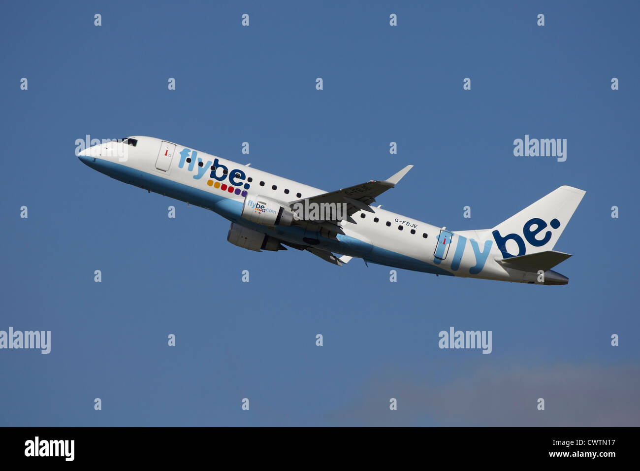 Flybe taking off at Manchester Airport Stock Photo - Alamy
