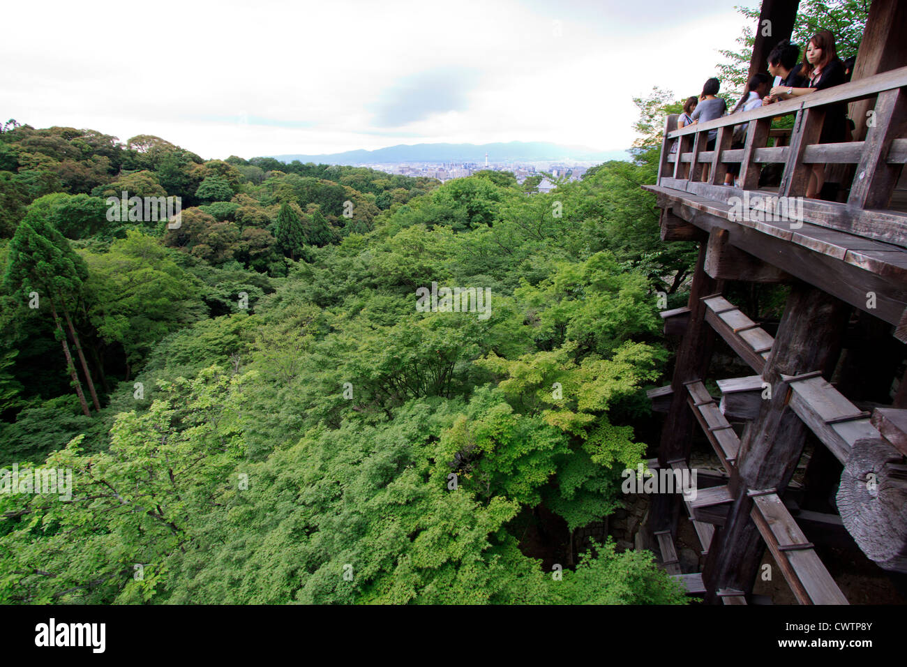 The large balcony of Kiyomizu-dera Temple looking out over the city is ...
