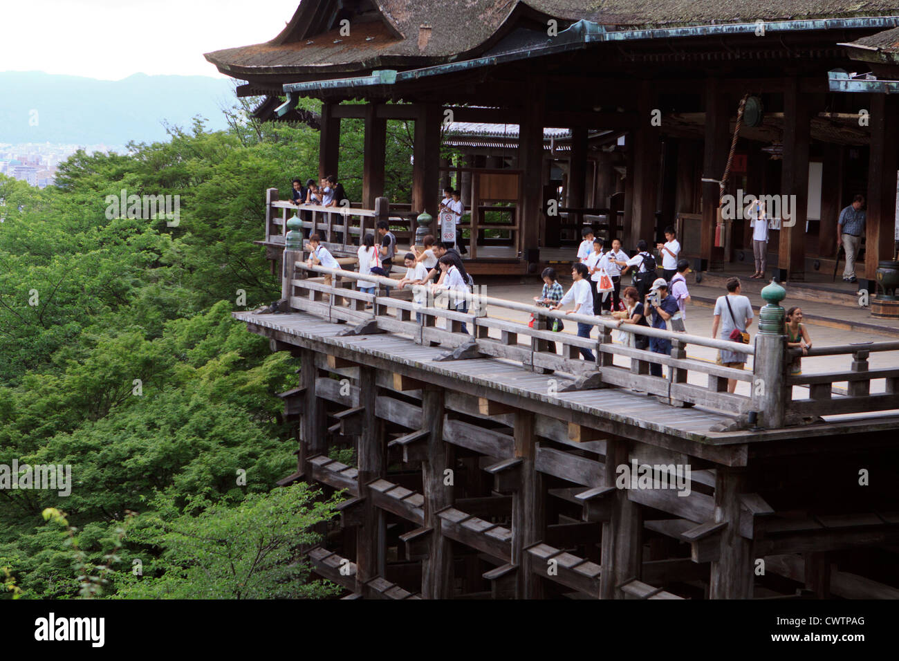 The large balcony of Kiyomizu-dera Temple looking out over the city is ...