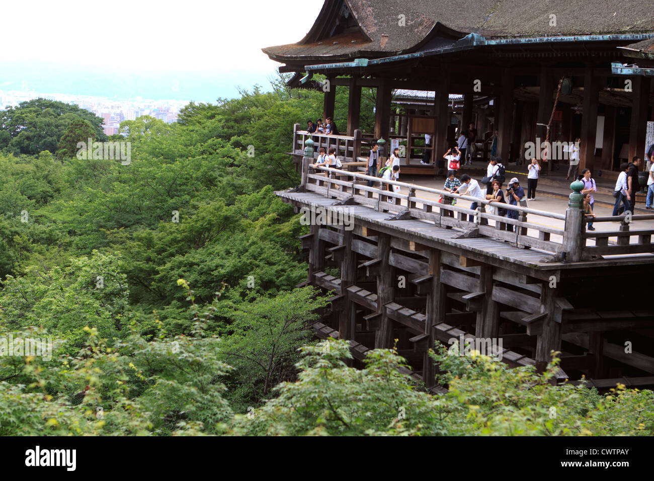 The large balcony of Kiyomizu-dera Temple looking out over the city is ...