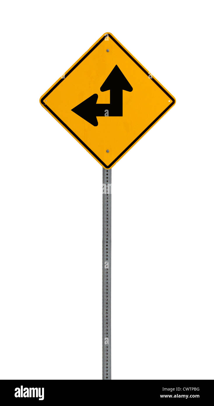 A yellow road warning sign isolated on white. Includes clipping path ...