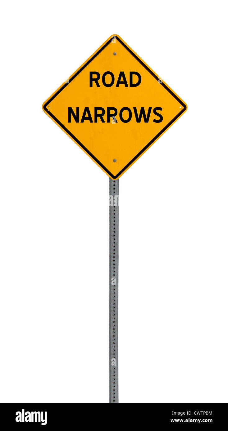 Road narrows sign isolated hi-res stock photography and images - Alamy