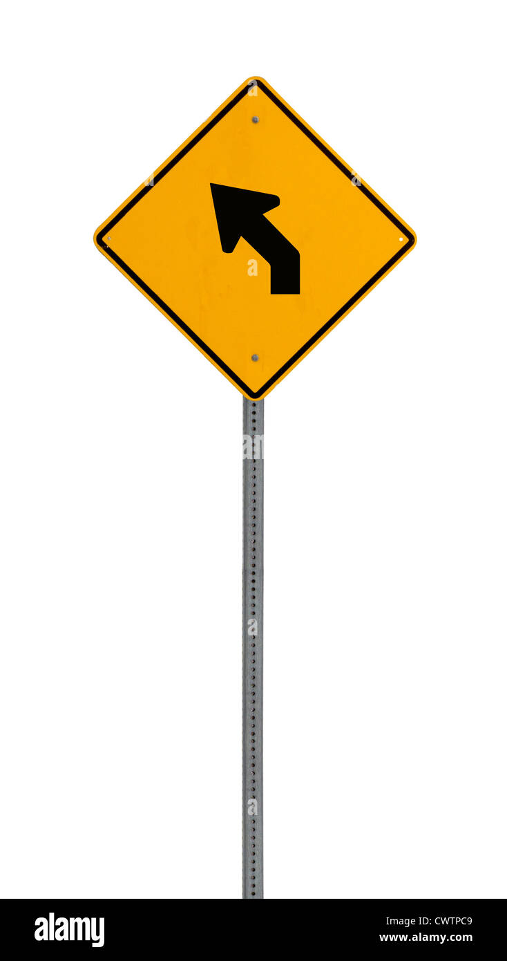 A yellow road warning sign isolated on white. Includes clipping path ...