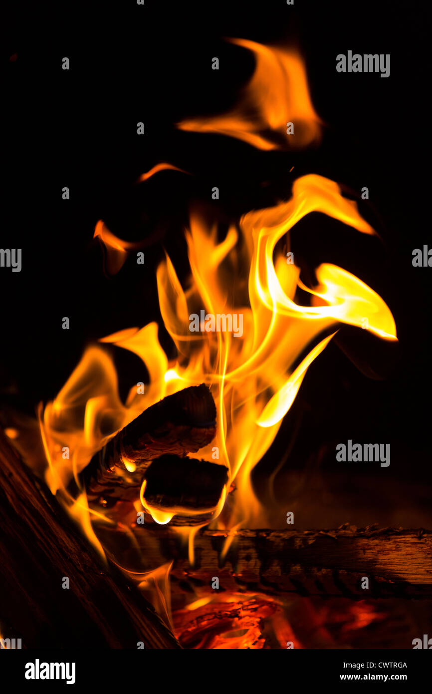 Flames at night Stock Photo - Alamy