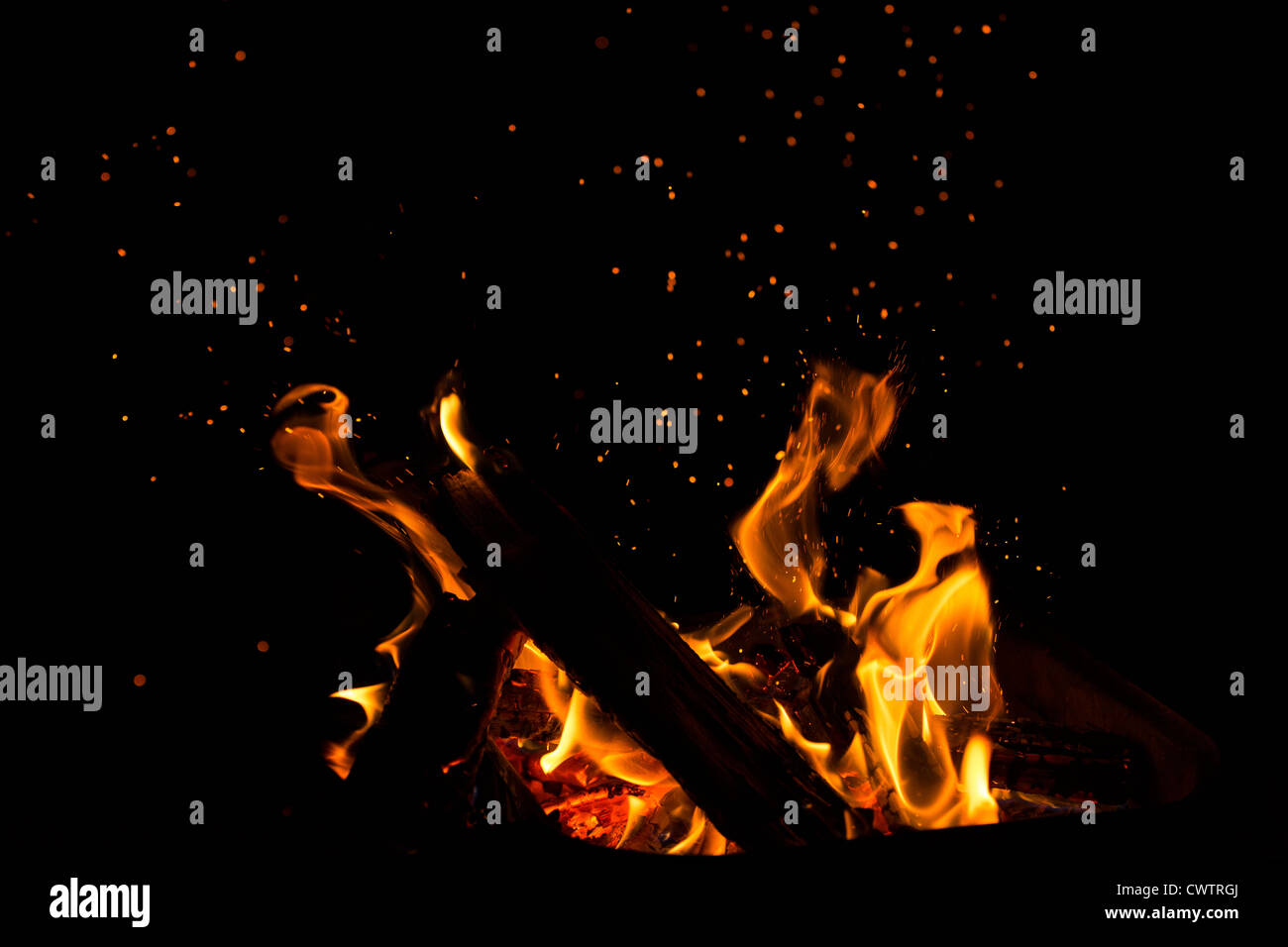 Flames at night Stock Photo - Alamy