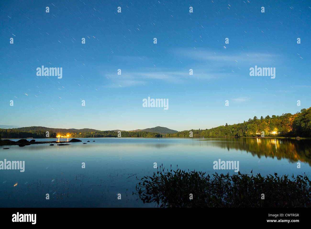 Peaceful view at night - Goodnow Mountain in Adirondacks, New York ...