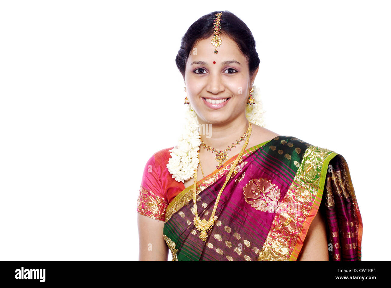 Beautiful young Indian Traditional woman against white background Stock ...