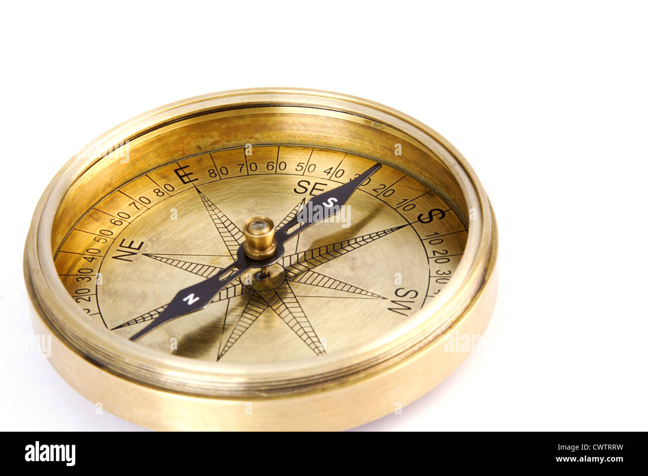 Old Directional compass on white background Stock Photo - Alamy
