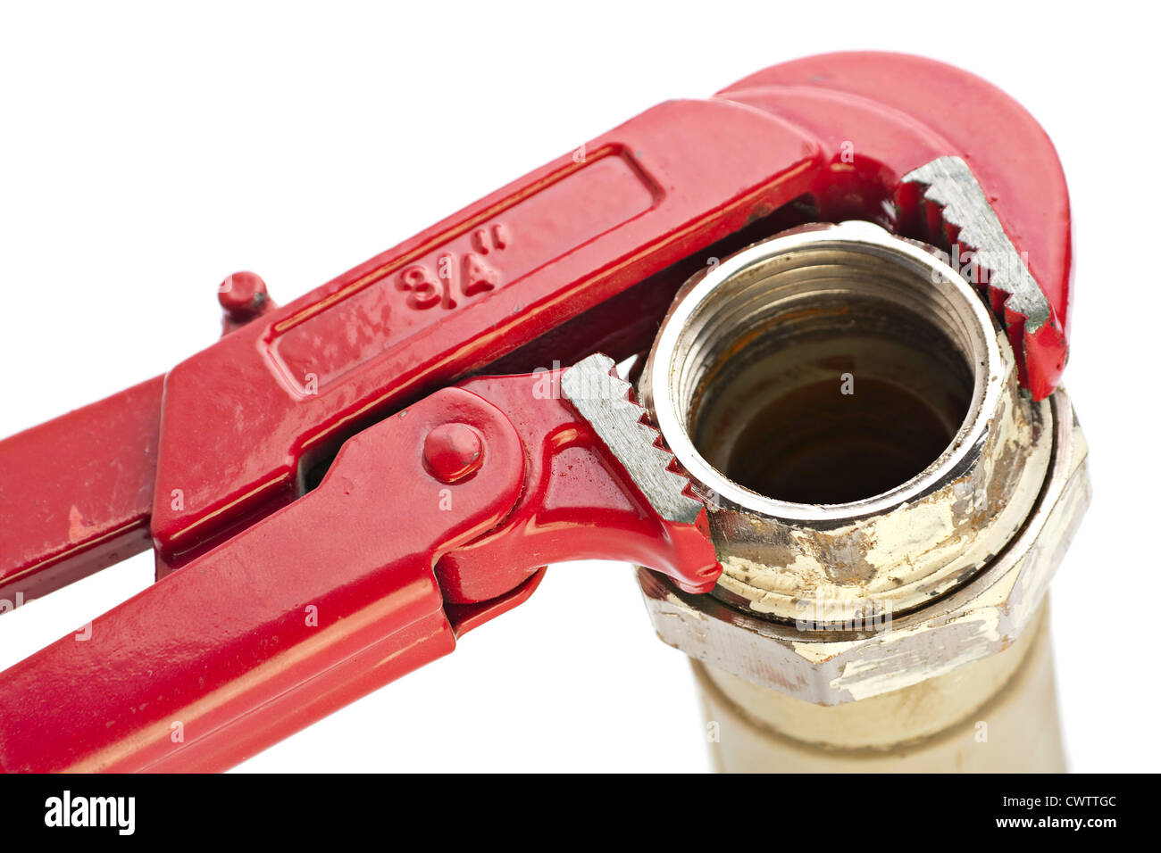 Red wrench tool isolated on white Stock Photo - Alamy