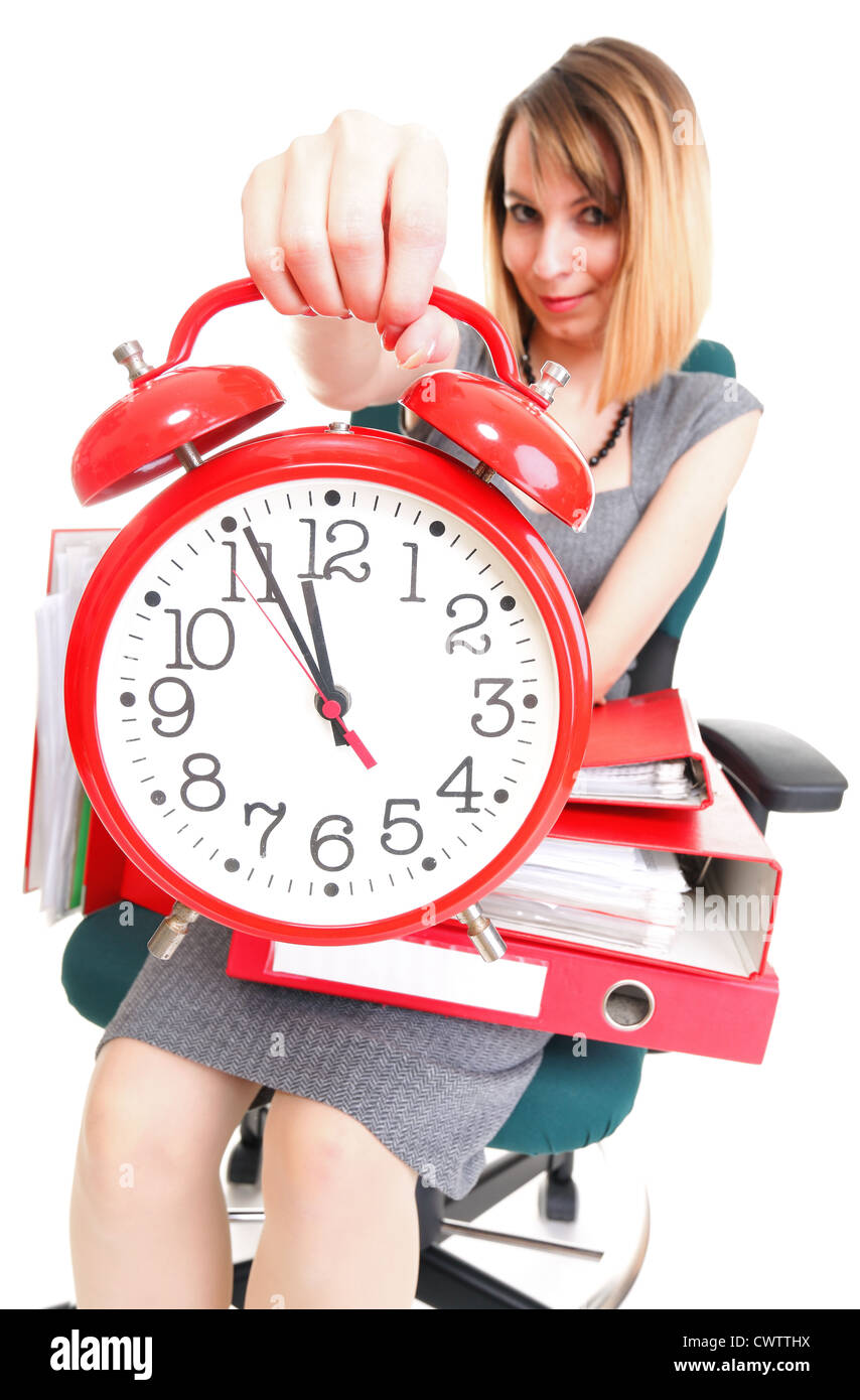 woman businesswoman holding plenty of documents isolated white red ...