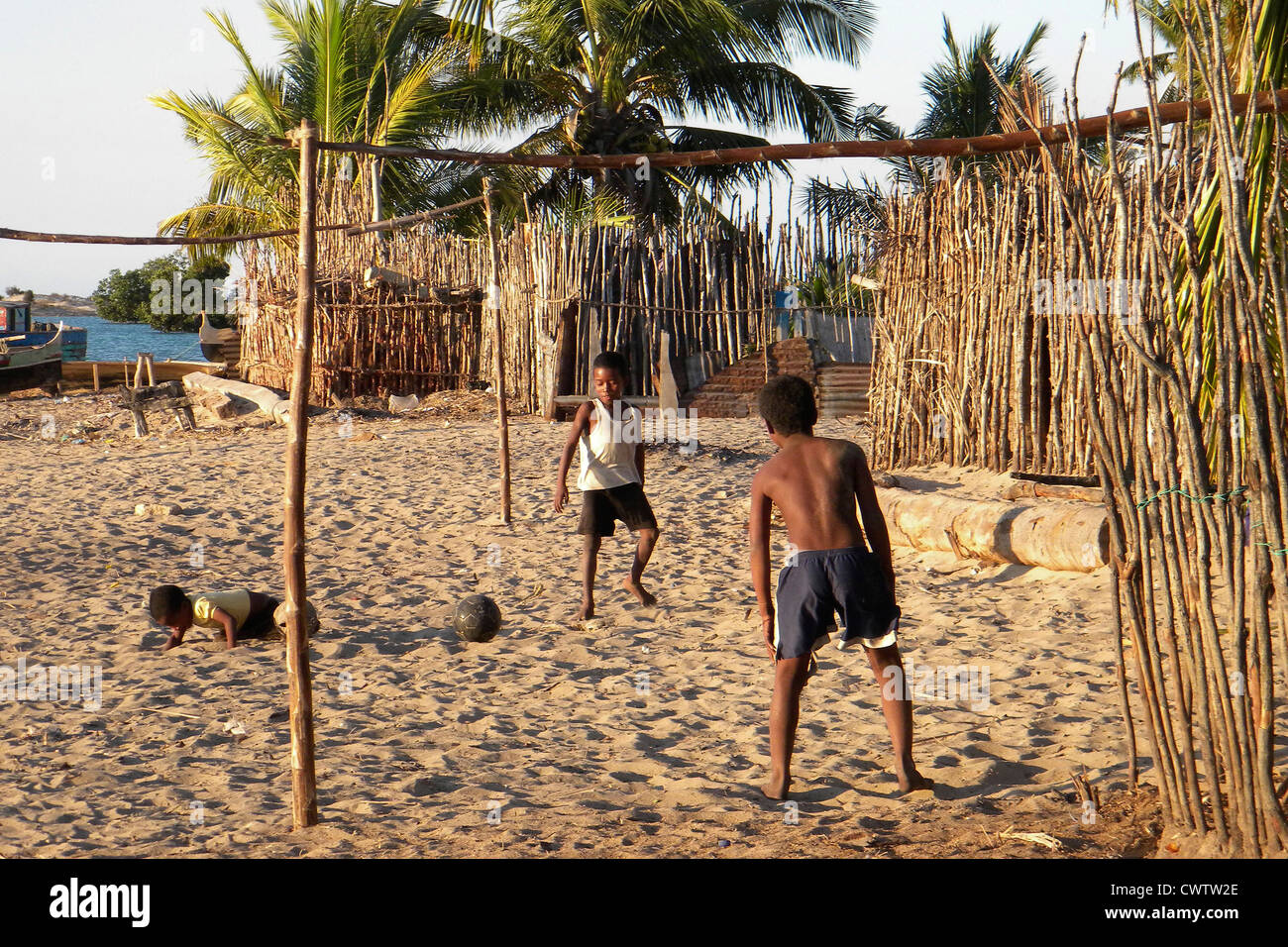 Madagascar, Indian ocean, Ifaty, football on the beach Stock Photo - Alamy