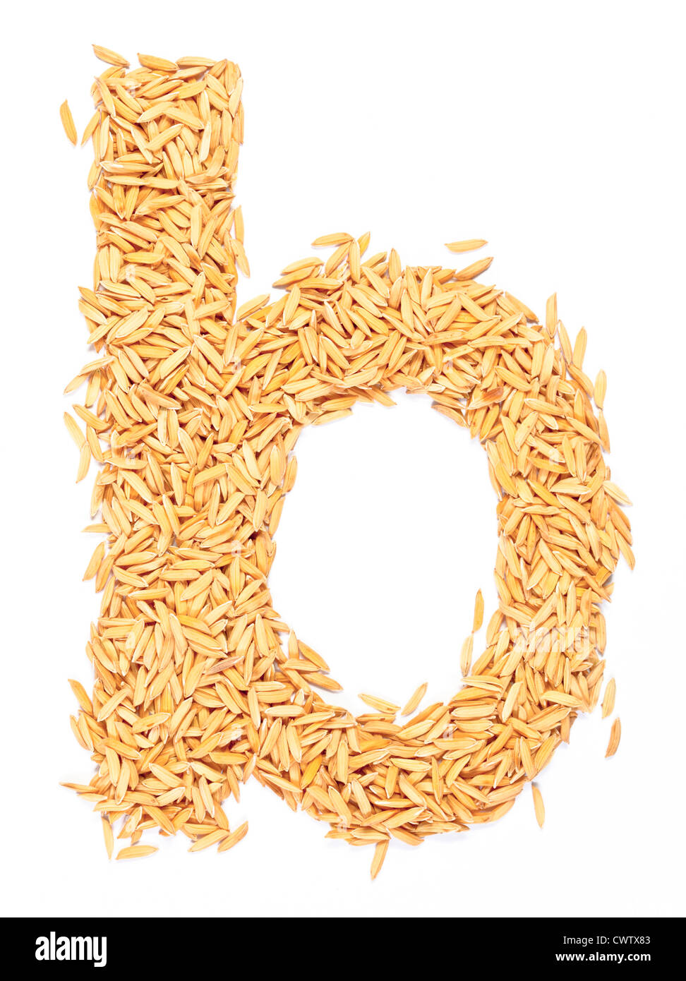 b, alphabet,Letter from Paddy rice on white Stock Photo - Alamy