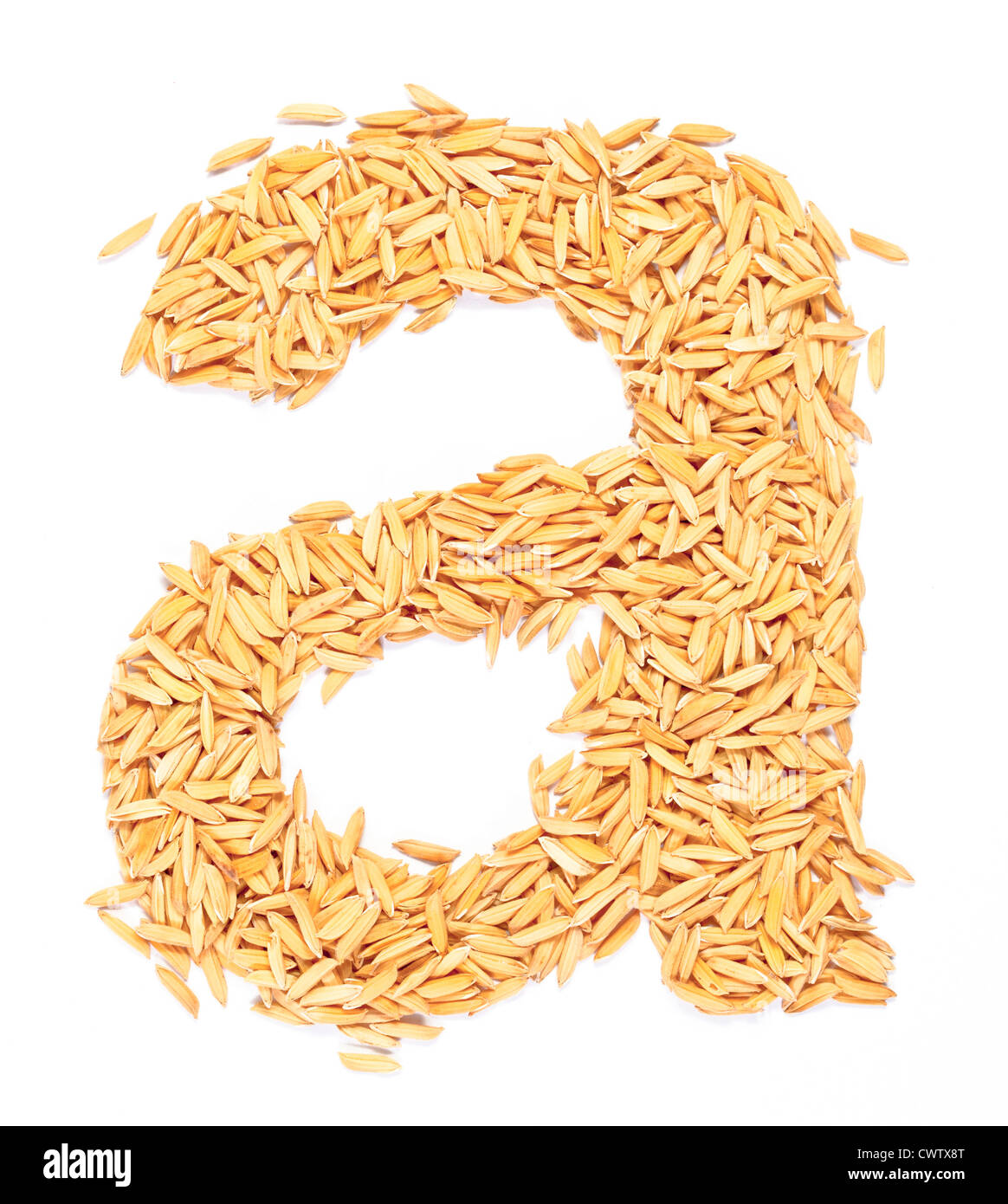 a , alphabet,Letter from Paddy rice on white Stock Photo - Alamy
