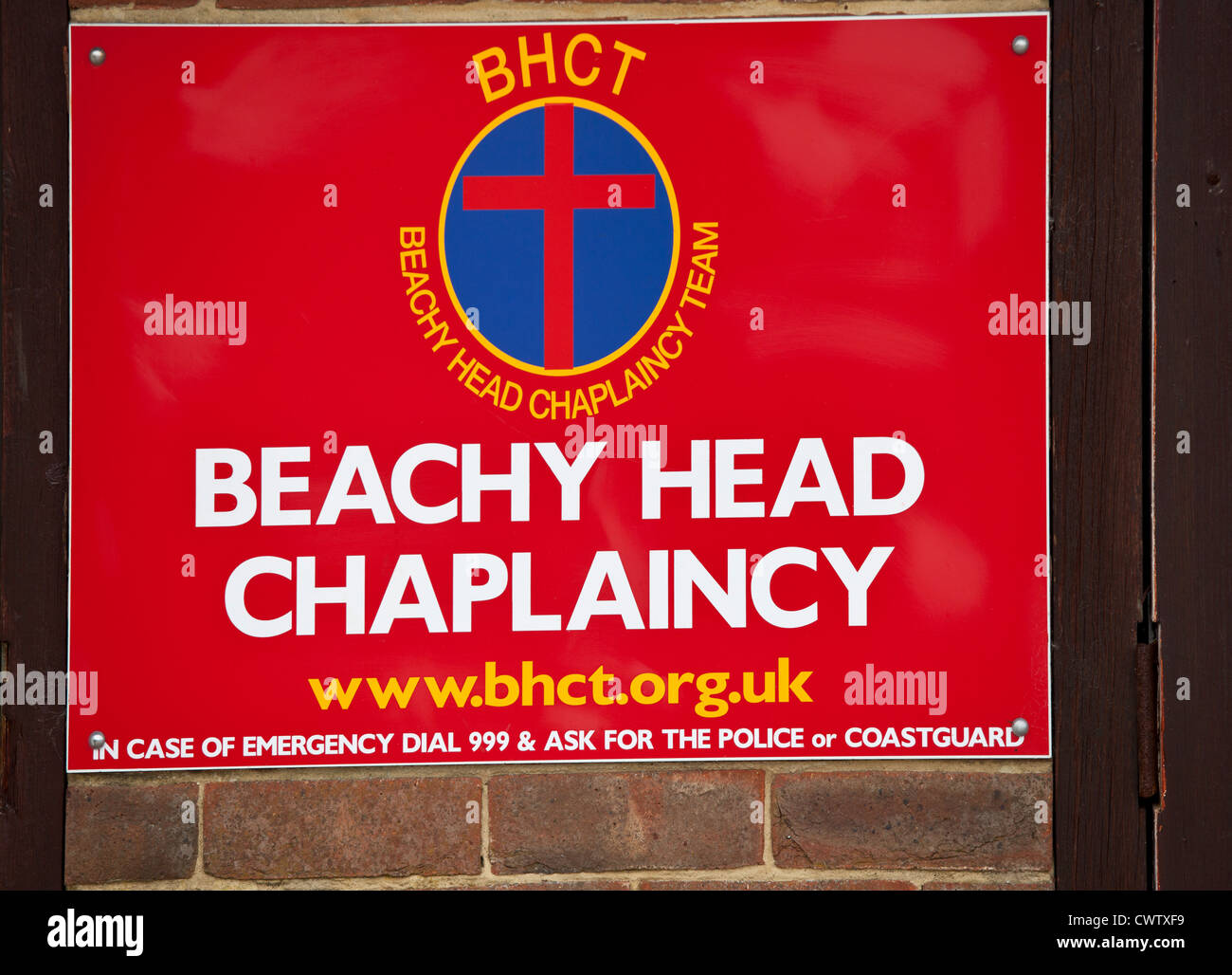Beachy Head Chaplaincy sign Stock Photo - Alamy
