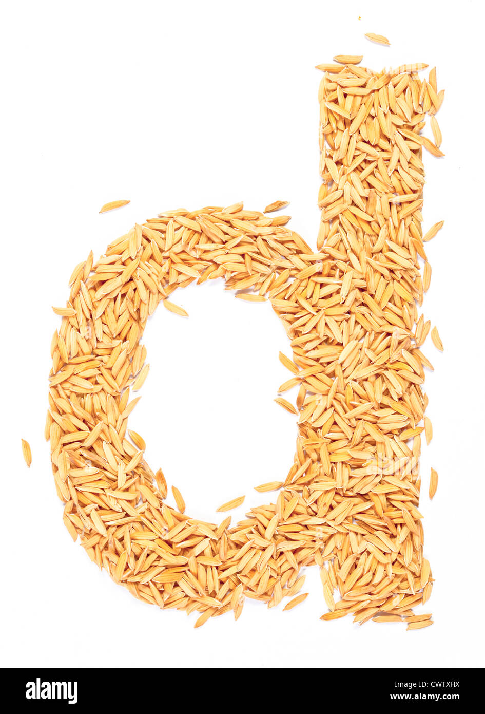 d, alphabet,Letter from Paddy rice on white Stock Photo - Alamy