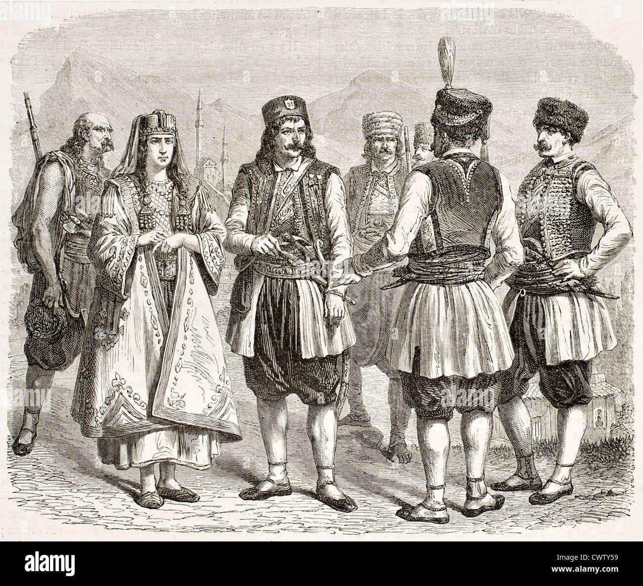 Vintage illustration of montenegrin men hi-res stock photography and ...