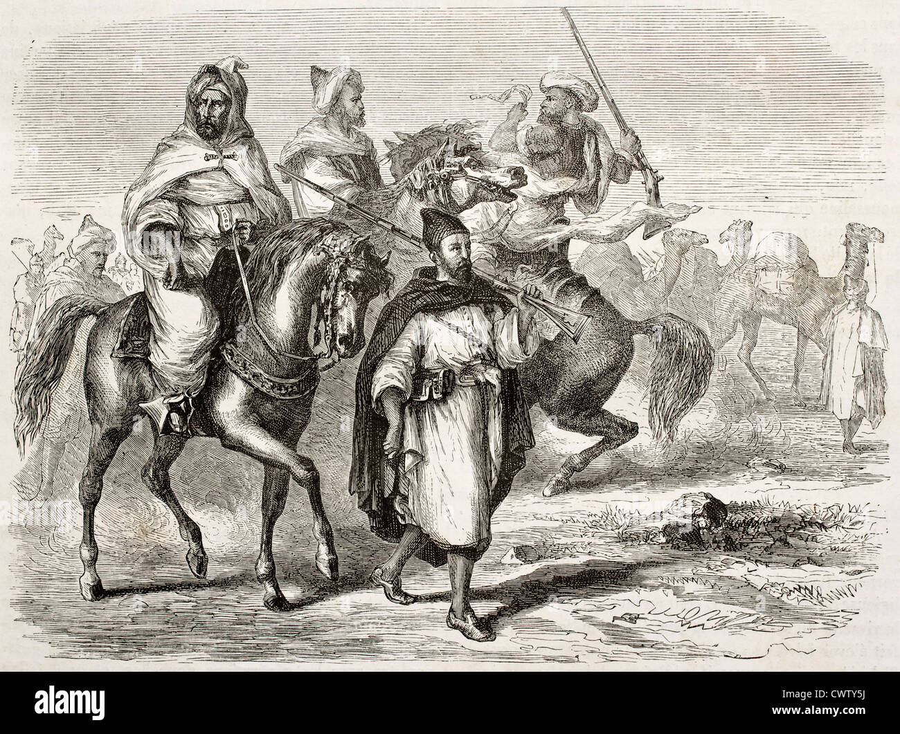 Antique illustration of traditional Moroccan costumes Stock Photo - Alamy