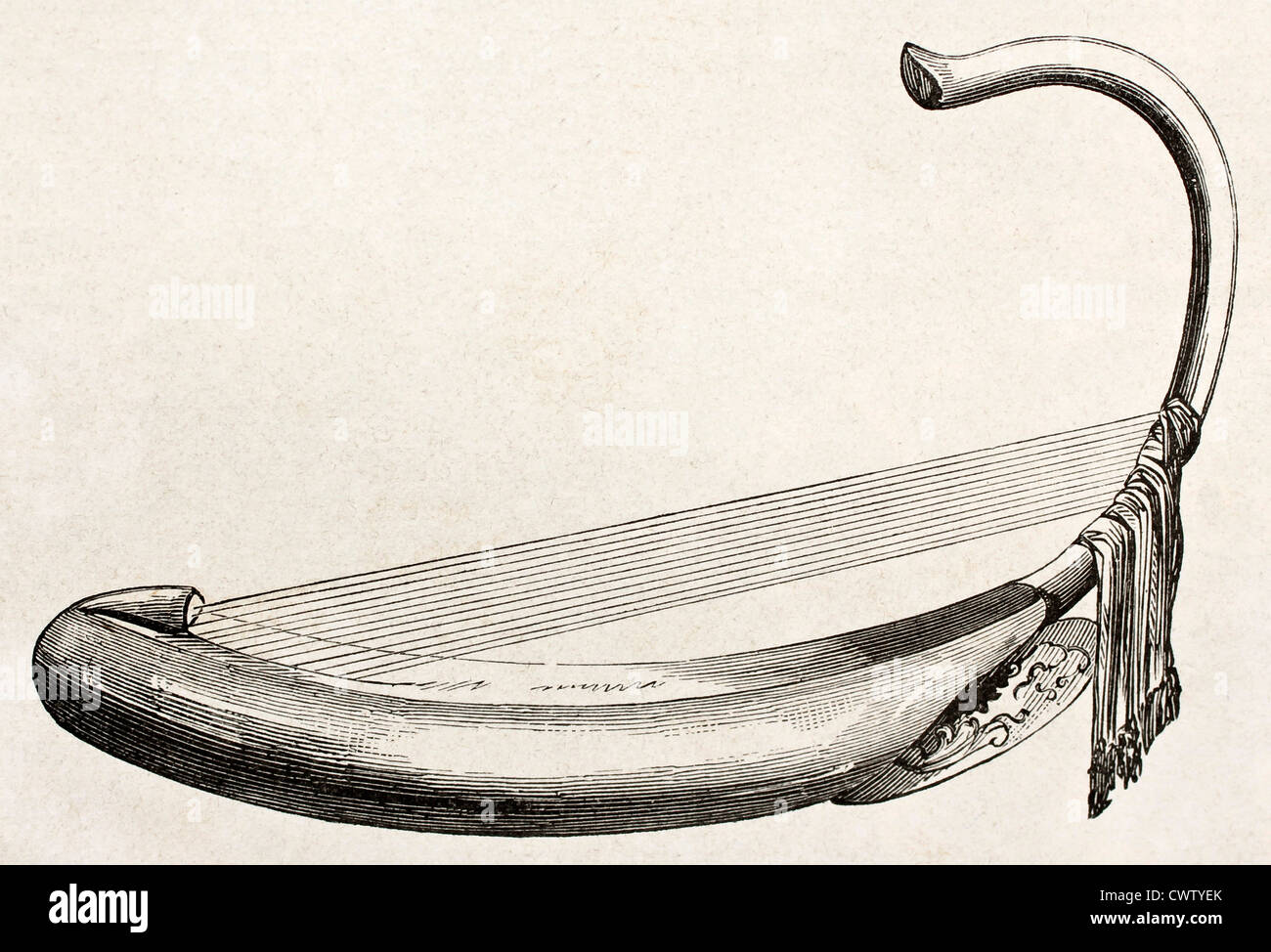 Burmese harp old illustration Stock Photo - Alamy