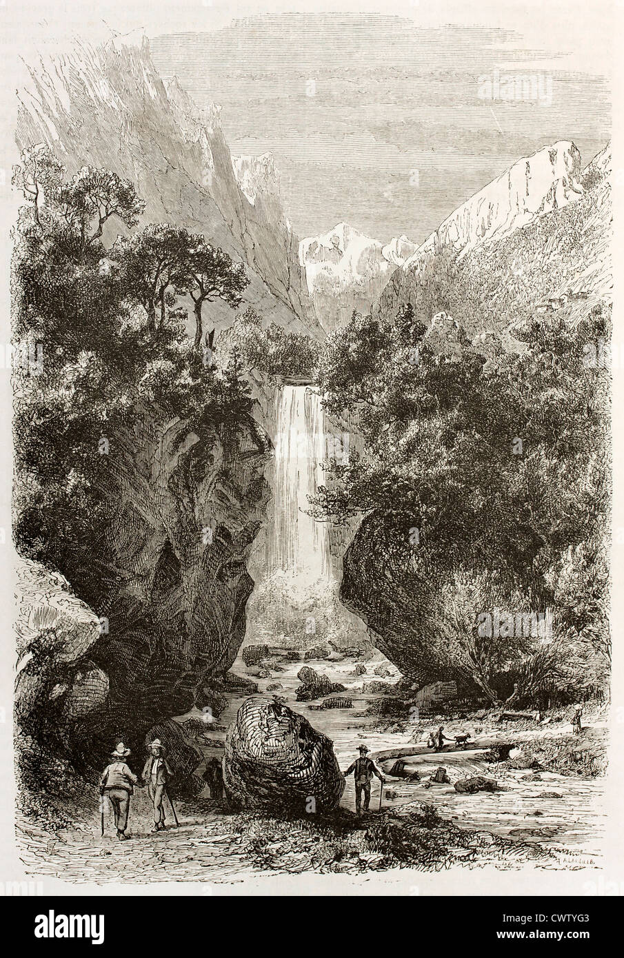 Waterfalls old illustration hi-res stock photography and images - Alamy