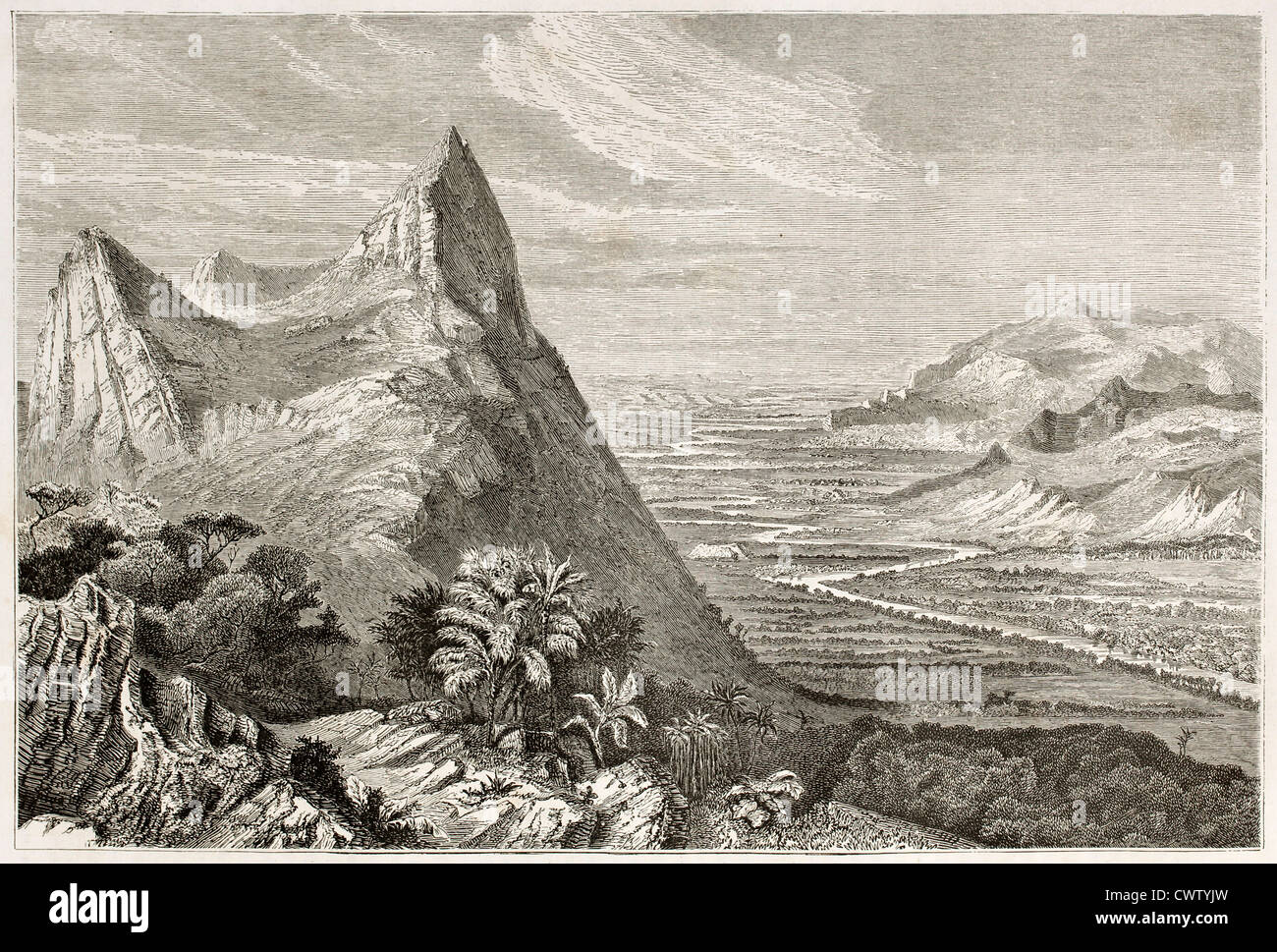 Irrawaddy valley old view, Burma Stock Photo - Alamy