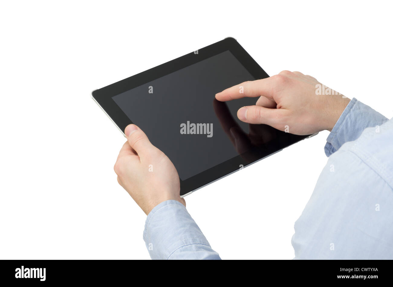 hands holding the tablet computer Stock Photo - Alamy