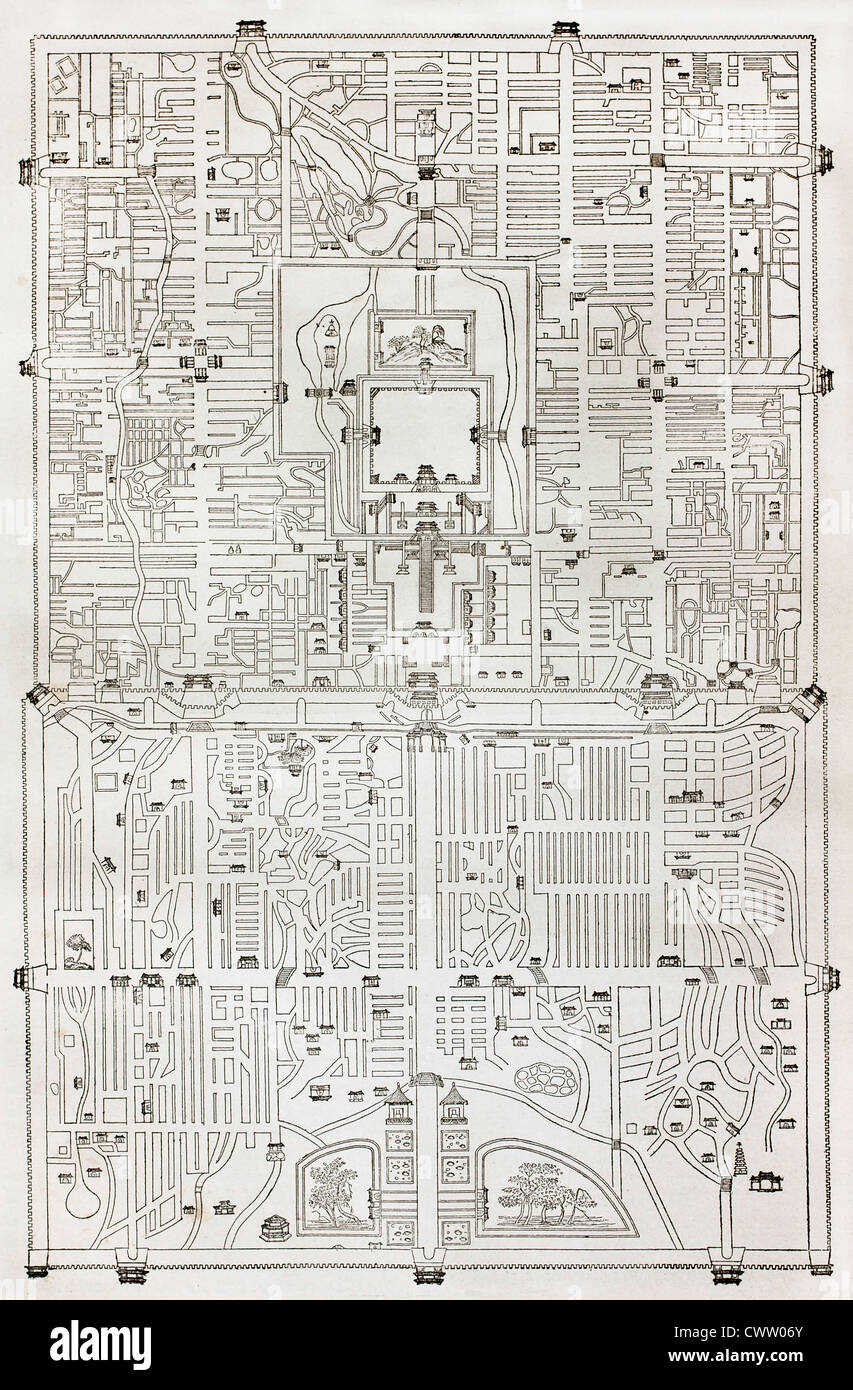 Old plan of Beijing Stock Photo - Alamy