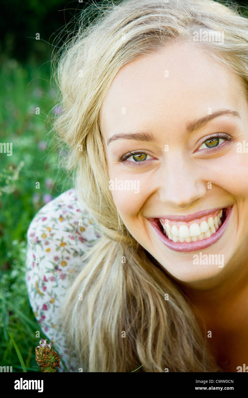Close up of smiling womans face Stock Photo - Alamy