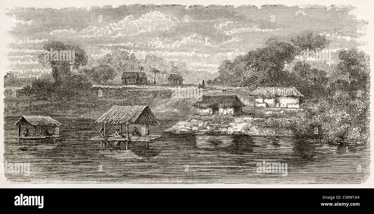Tahua-Miri village on Coari lake bank old view, Brazil Stock Photo - Alamy