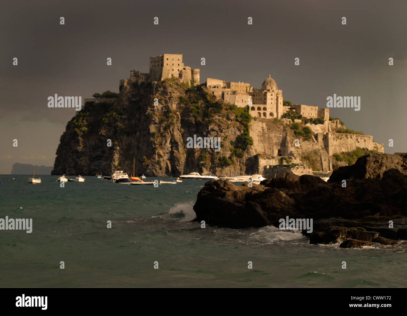 Italy, Castello Aragonese,Ischia Ponte on the island of Ischia in the Bay of Naples has been ...