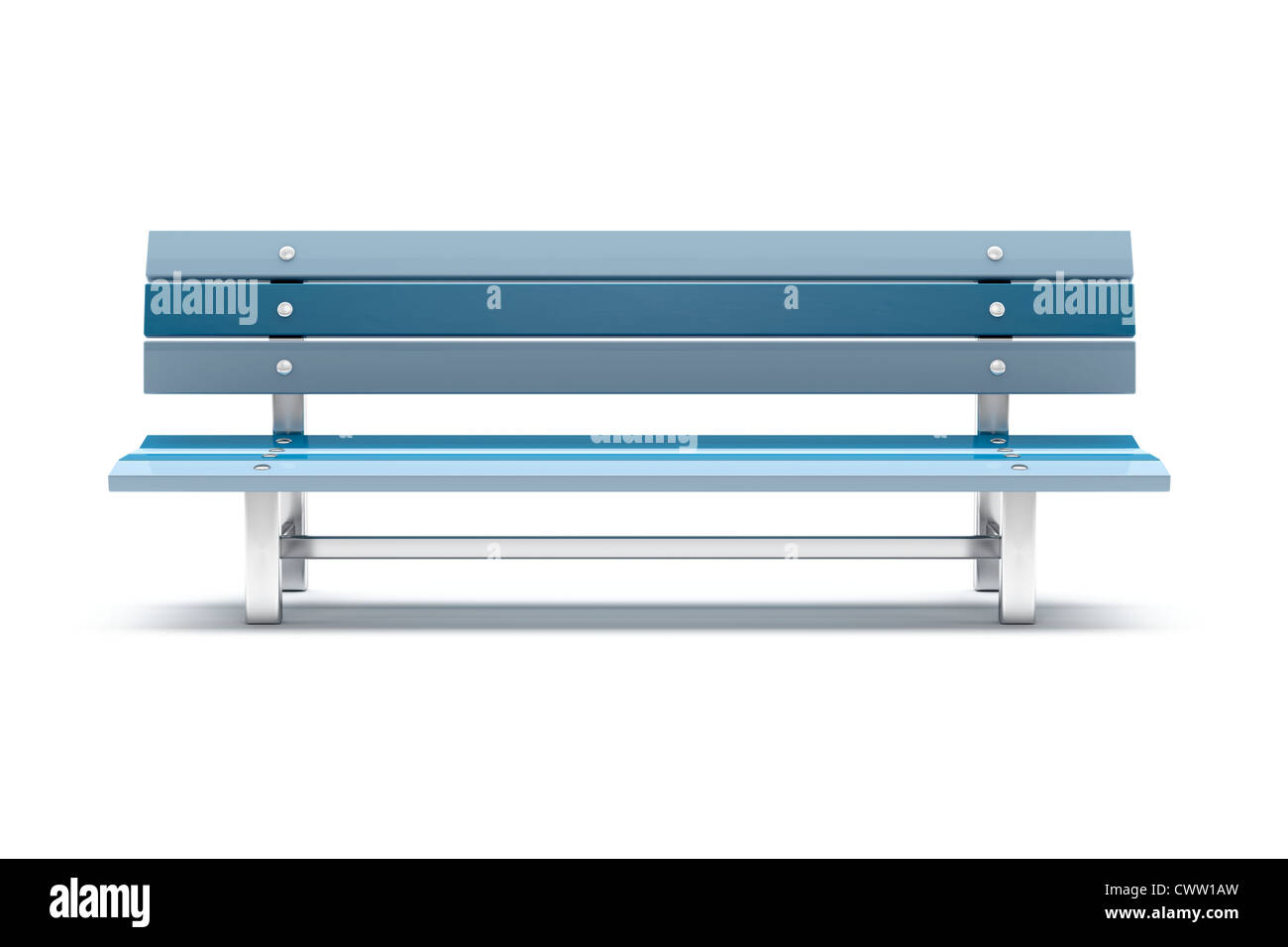 Blue bench on white background. 3d illustration Stock Photo - Alamy