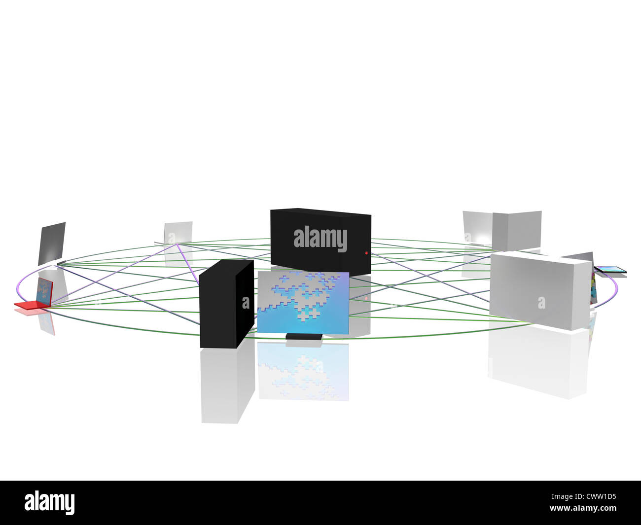 Conceptual computer network in circle Stock Photo - Alamy