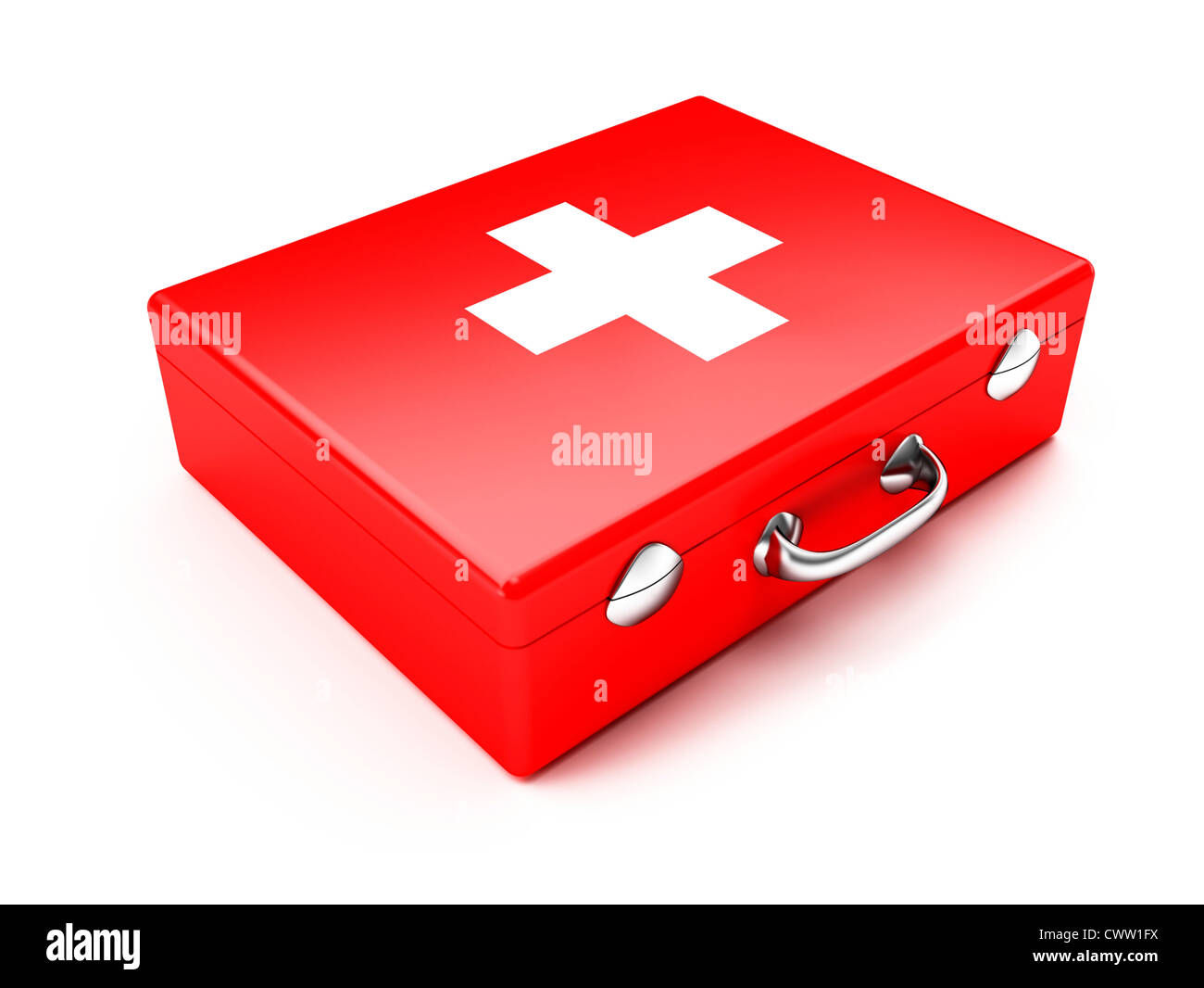 First aid kit. Red suitcase isolated on white background Stock Photo ...